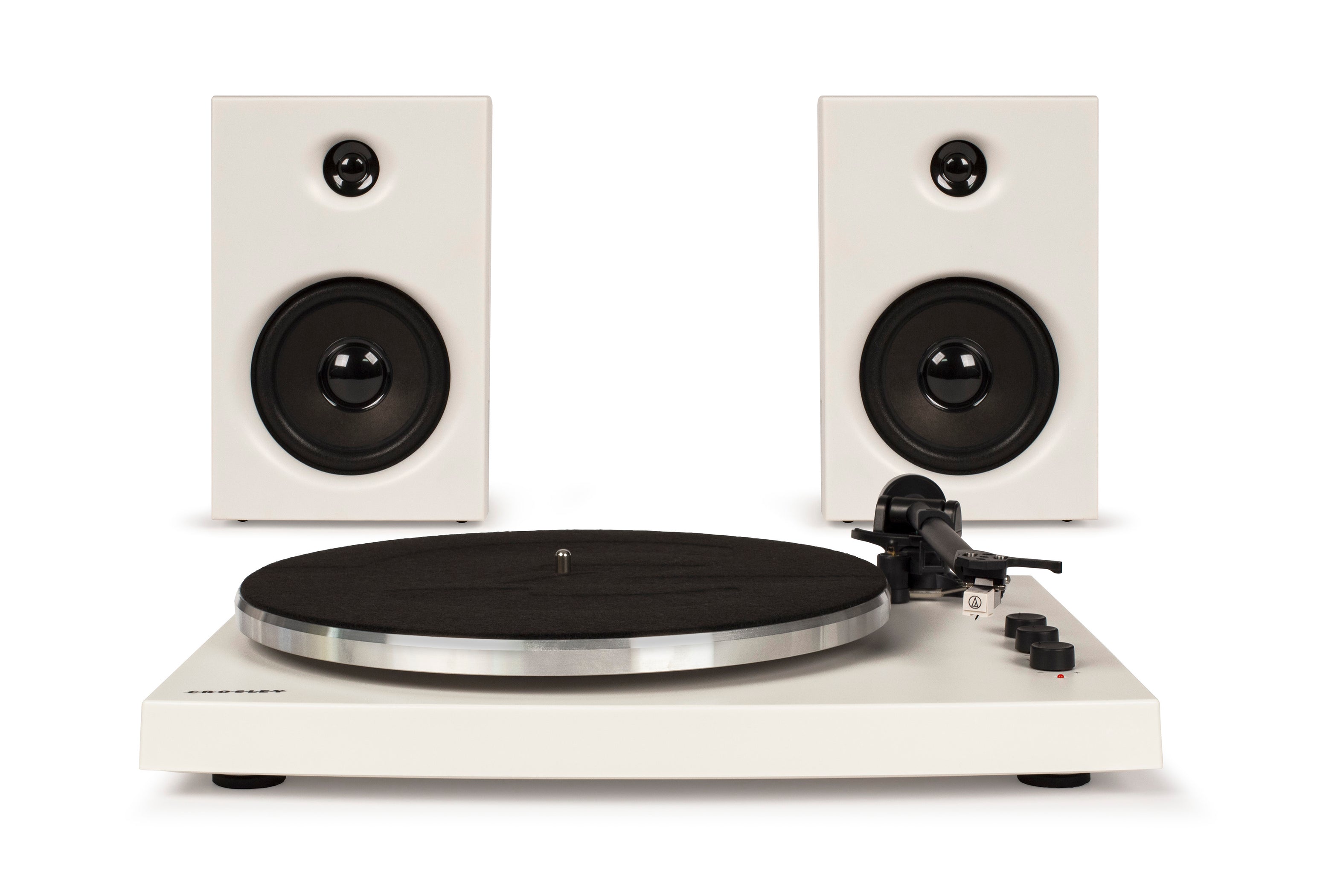 Crosley T150 Turntable with Speakers, White (Open Box) — Rock and Soul ...