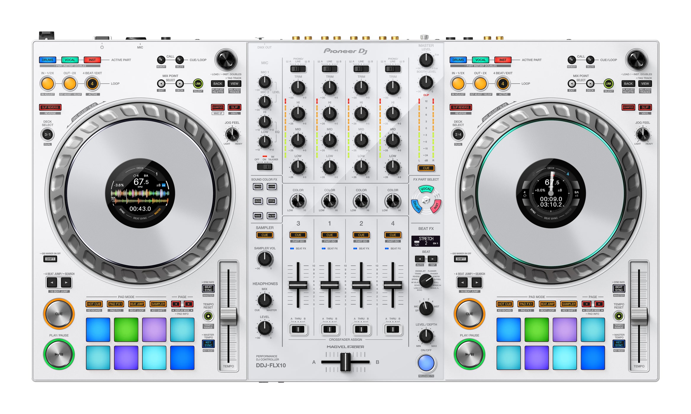 Pioneer DJ DDJ-FLX10-W Limited Edition - 4-channel DJ controller + Ody ...
