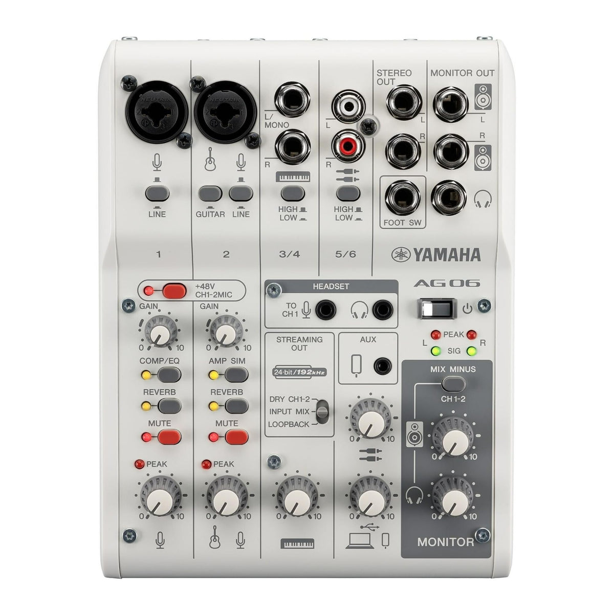 Yamaha AG06MK2 6-Channel Mixer and USB Audio Interface (White) — Rock ...