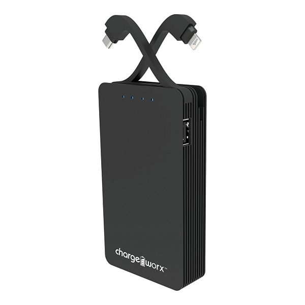 Chargeworx 8400mAh Premium Power Bank with built-in Micro USB & Lightn ...